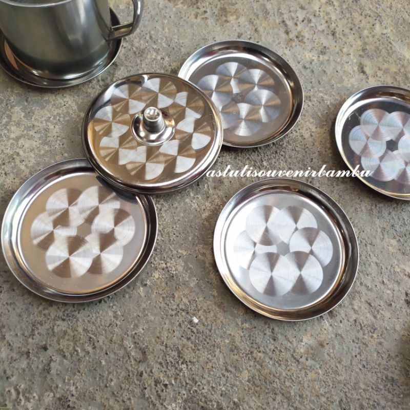 Jual (SE04) TUTUP + TATAKAN GELAS STAINLESS / coaster / alas gelas ...