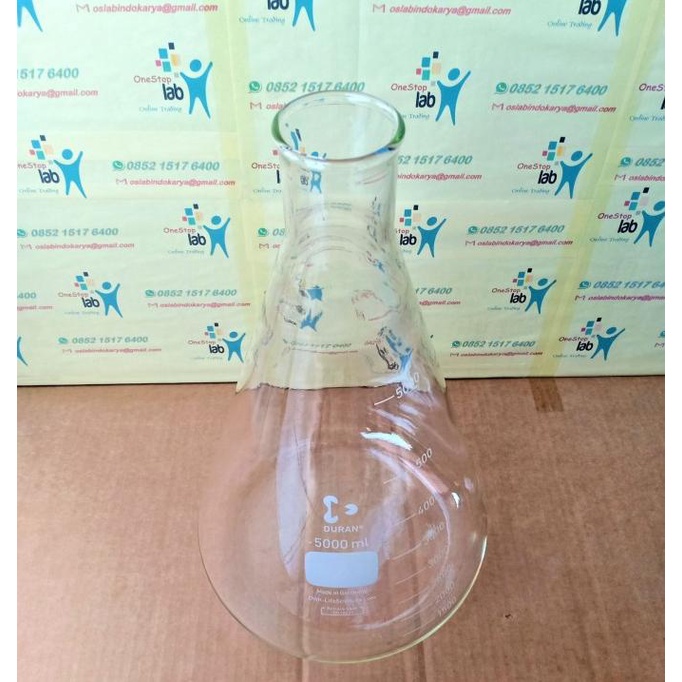 Jual Duran Erlenmeyer Flask Glass 5000 Ml Labu Erlenmeyer 5L Original | Shopee Indonesia