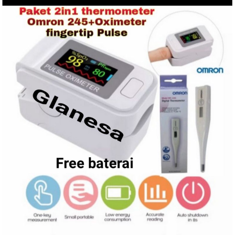 Jual Pulse oximeter fingertip akurat OXYMETER Termometer omron | Shopee ...