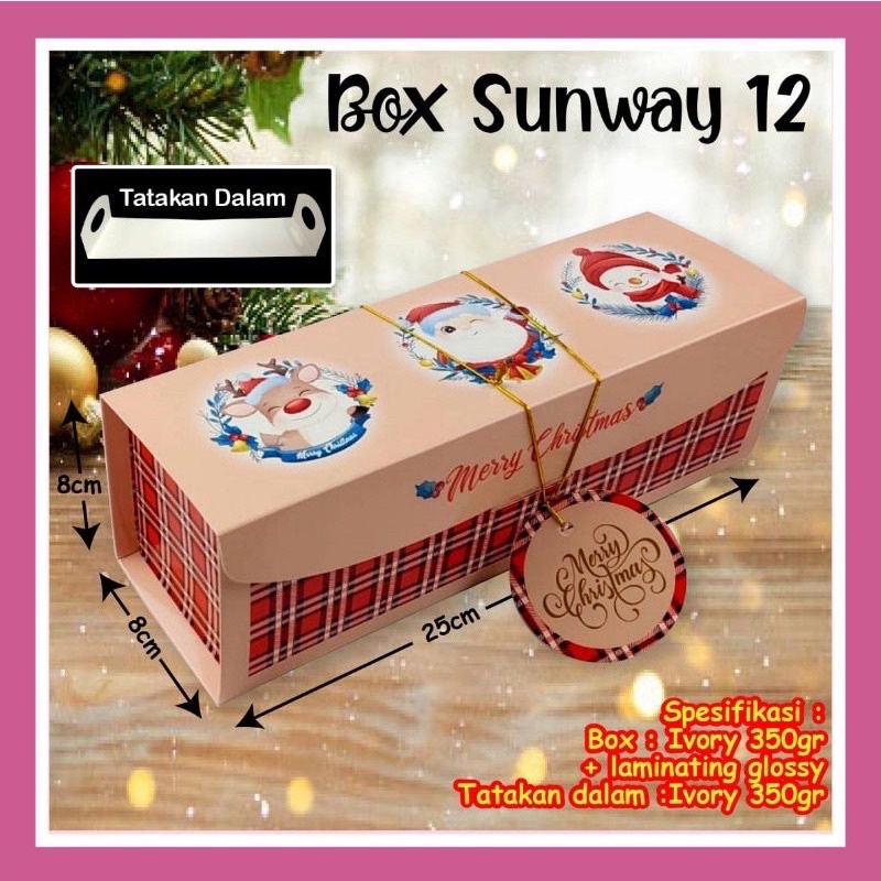 Jual Box Sunway christmas red kotak kue gulung bolu roll cake nastar ...