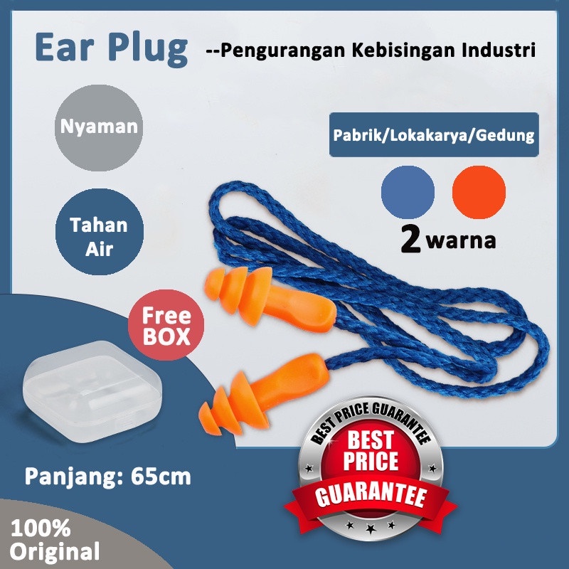 Jual Earplug Corded Dengan Kotak Cashing Penutup Safety Telinga Ear Plug Penyumbat Kuping ...