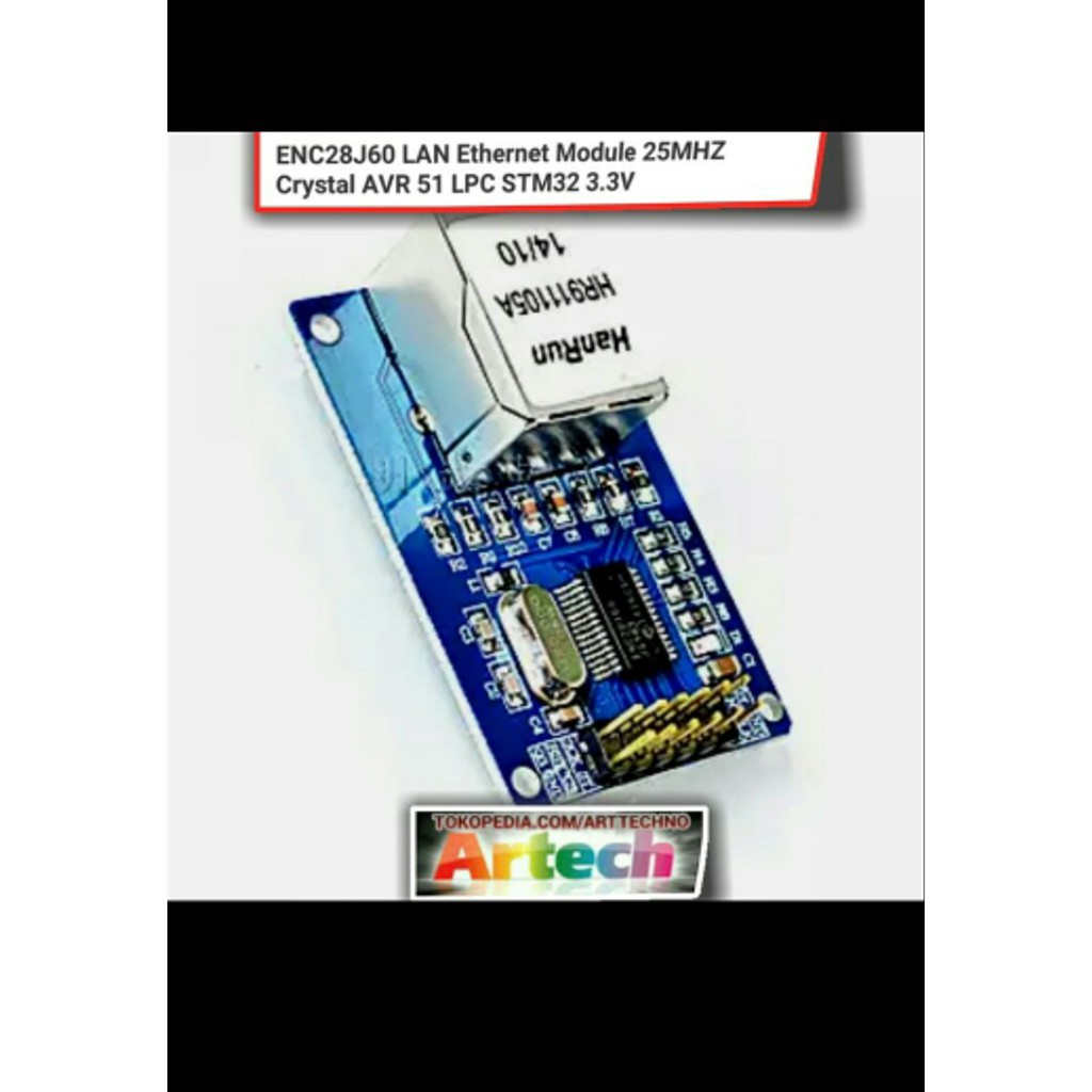 Jual Module Ethernet ENC28J60-I onboard 25MHZ crystal onboard HR911105A ...