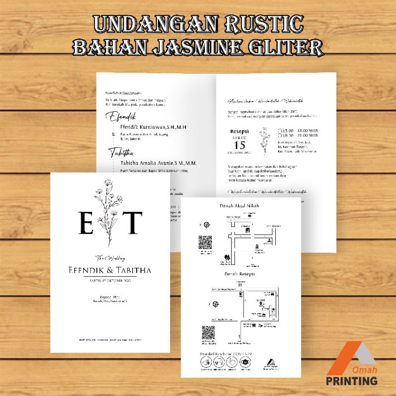 Jual Undangan Jasmine Tebal UNDANGAN PERNIKAHAN RUSTIK BW, BAHAN ...