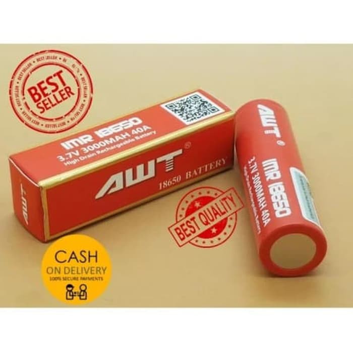 Jual Baterai Battery AWT IMR 18650 | 3000mah | 40A | High Drain ...