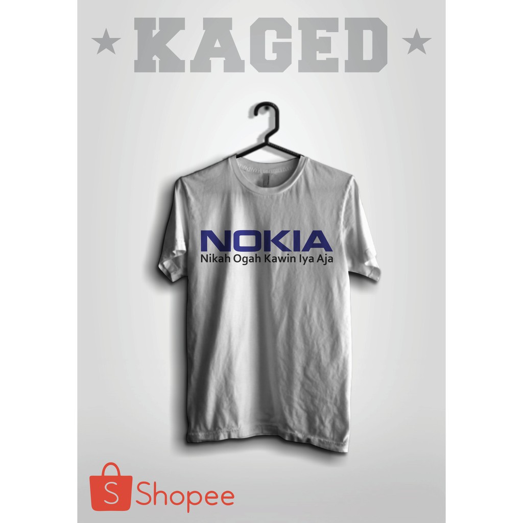 Jual Kaos Nokia #Putih/White Kaos Plesetan Logo Nokia Kaos Nikah Ogah ...