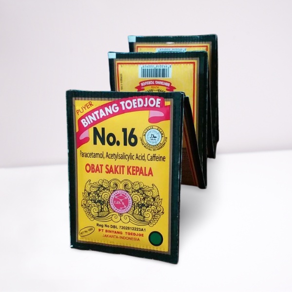 Jual Obat Sakit Kepala Puyer No.16 Bintang Toedjoe (1 Renceng 12 pcs ...