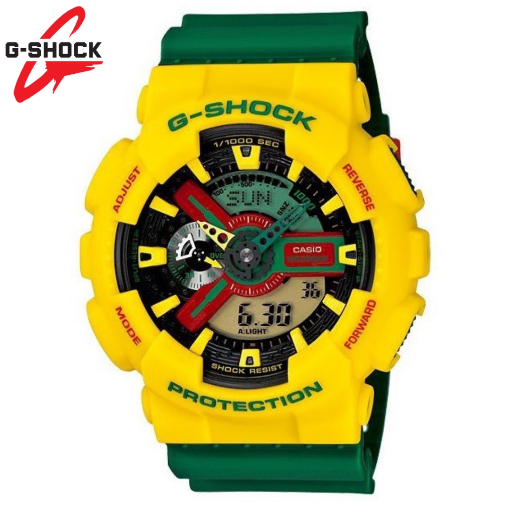Jual Casio G-Shock Rastafarian Green Men's Watch GA-110RF-9A GA110RF 9A ...