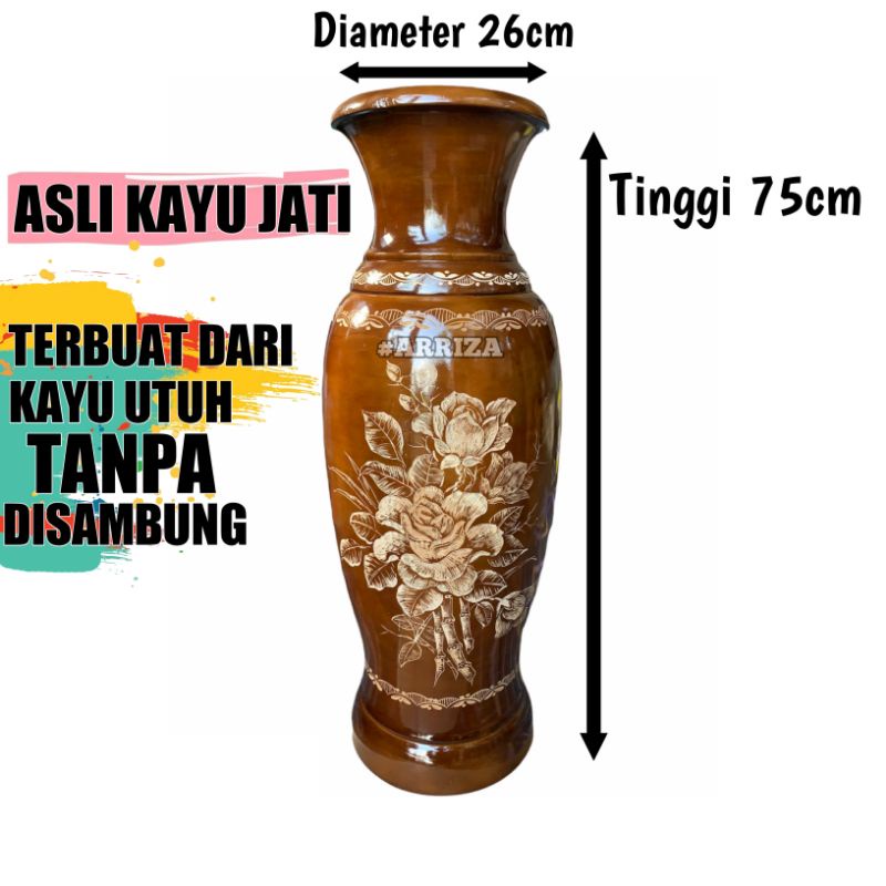 Jual Guci Hiasan Rumah / Guci Vas Bunga Hiasan Rumah / Pot Bunga Kayu ...