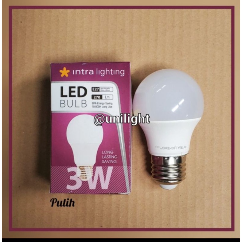 Jual LAMPU LED BULB 3watt PUTIH E27 Intra | Shopee Indonesia