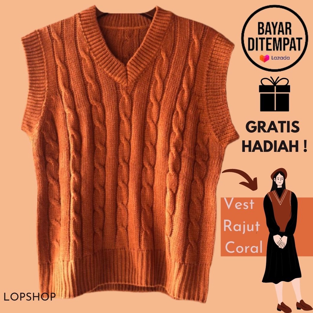 Jual VEST RAJUT CABLE ROMPI KNITWEAR PREMIUM KEKINIAN FASHION WANITA KOREAN STYLE TERBARU 2022 ...