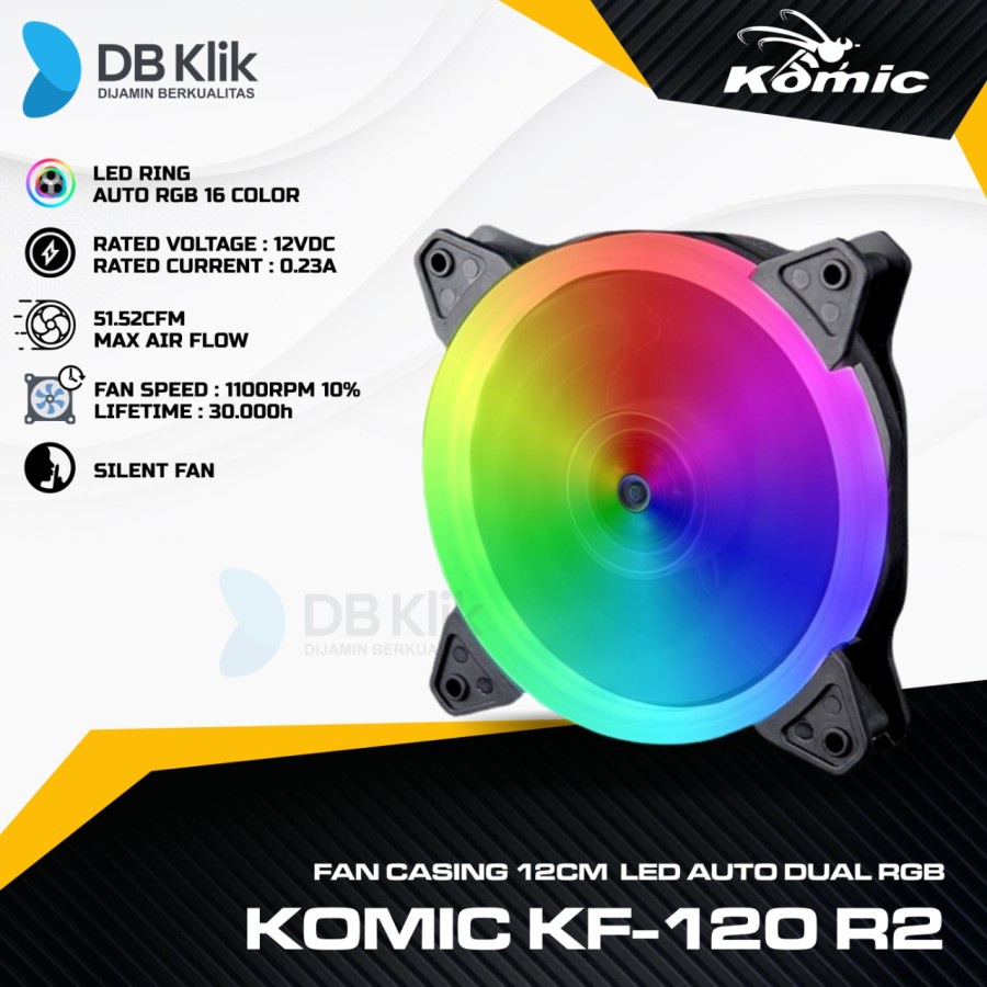 Jual Fan Casing KOMIC KF-120 R2 12cm LED Auto Dual RGB - Fan KOMIC KF120 R2 | Shopee Indonesia