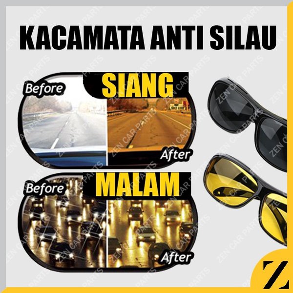 Jual Kaca Mata HD Vision Anti Silau Kacamata Siang dan Malam Kacamata 2 in 1 Kuning Biru ...