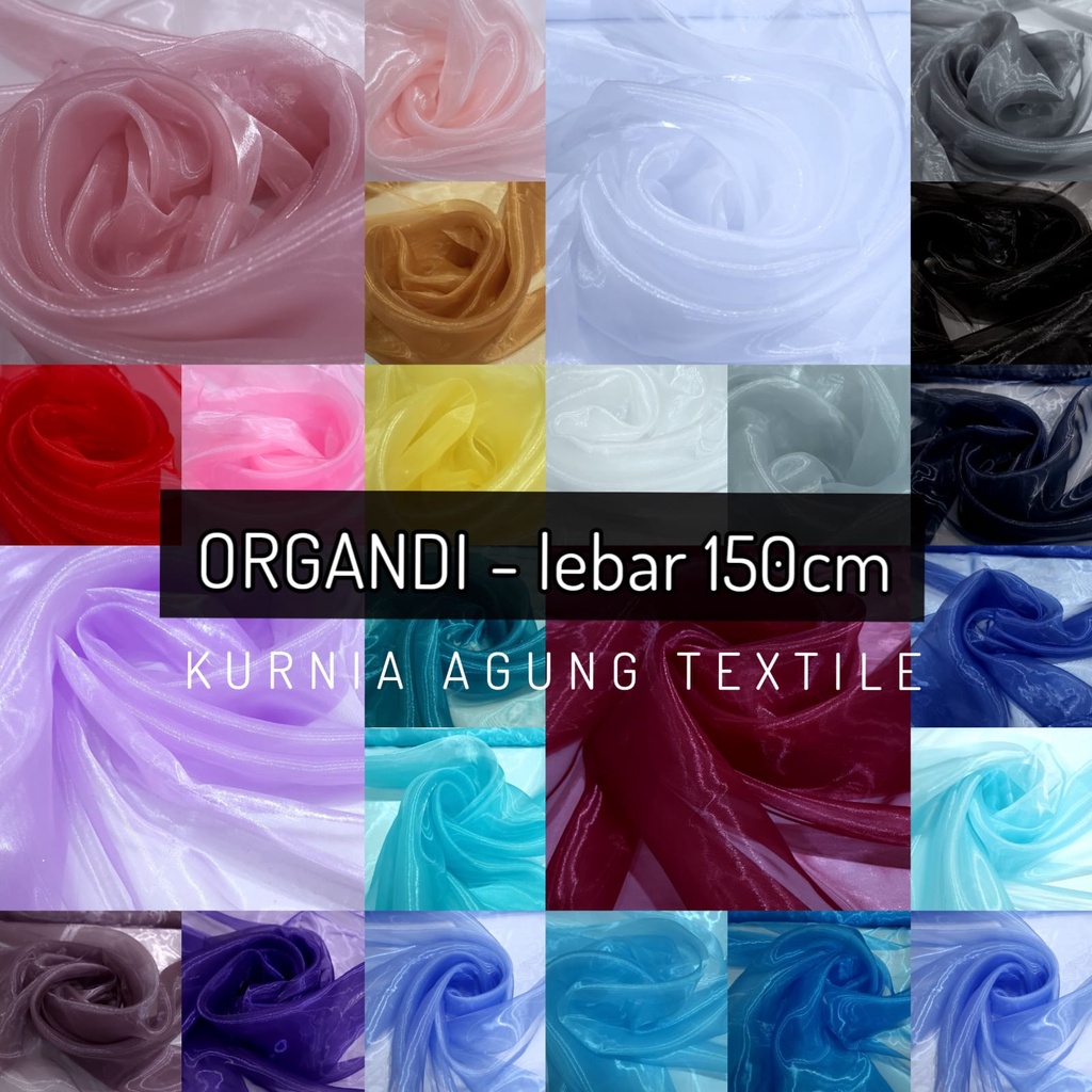 Jual Kain Organdi Kaca Polos Premium Silk Meteran dan 0.5 Meter Murah ...