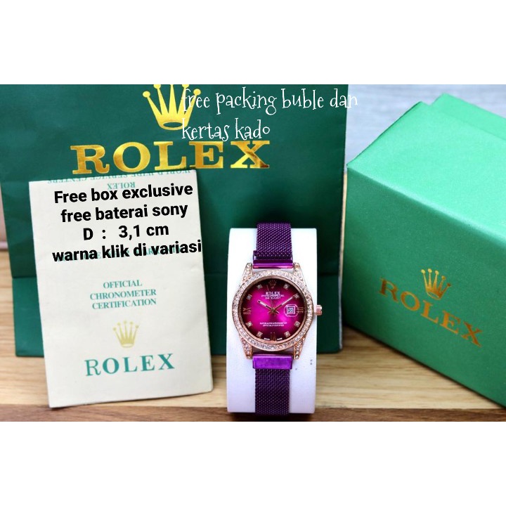 Jual JAM TANGAN WANITA ROLEX OYSTER DATE RANTAI MAGNET (KELENGKAPAN ...