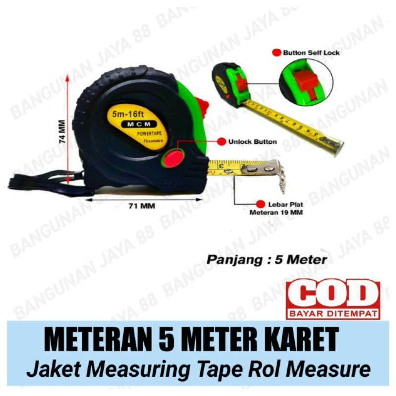 Jual Meteran 5M Karet/Meteran Roll 5 Meter | Shopee Indonesia