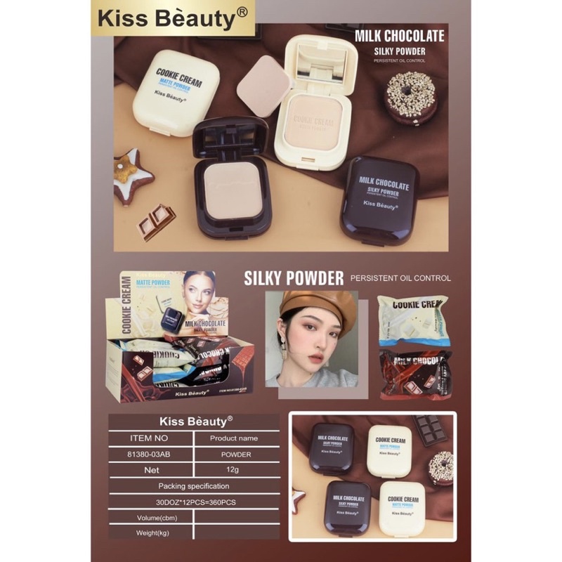 Jual Kiss Beauty Powder Milk Choco Silky & Cookie Cream Matte powder ...