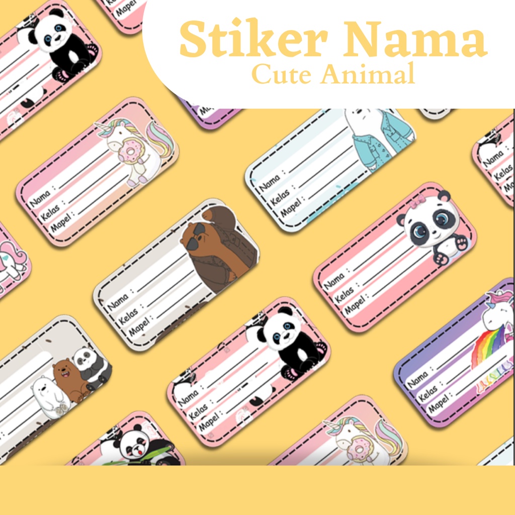 Jual STIKER NAMA cute animal for SEKOLAH SERI 1 || STIKER LUCU ...