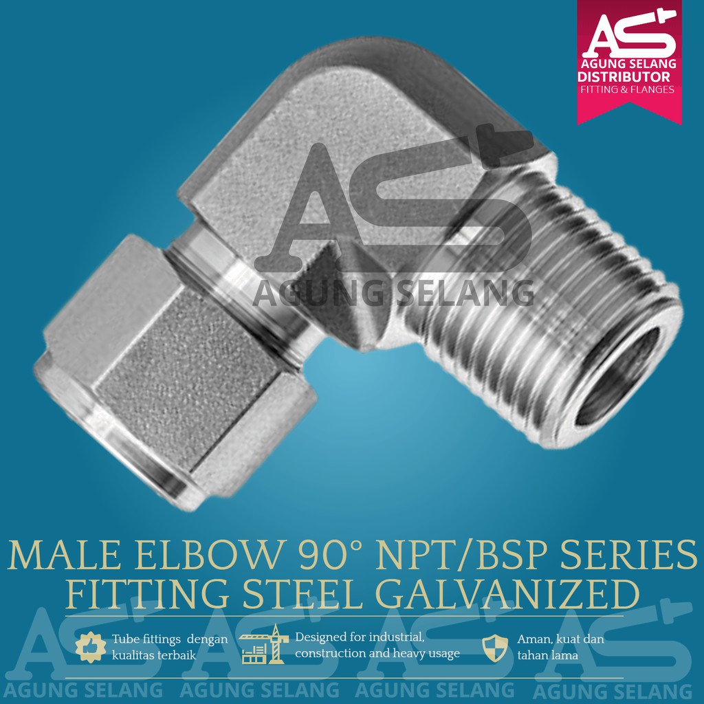 Jual Male Elbow 90 1/2MB x 12L Galvanis Steel Tube Fitting Mur Cincin Union | Shopee Indonesia