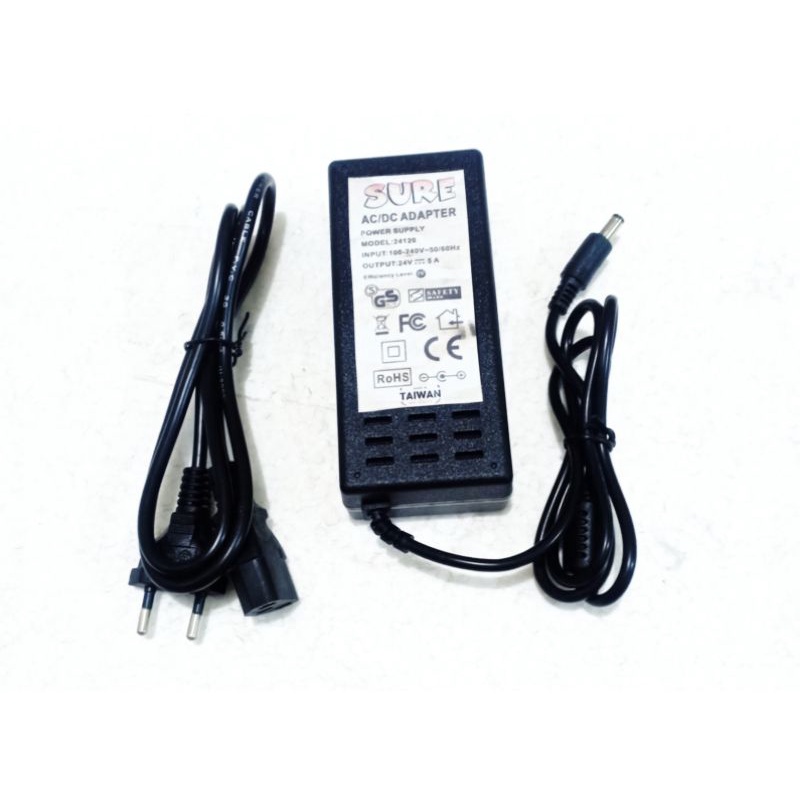 Jual sure adaptor 24v 5A charger power supply 24 volt 5 ampere Jack DC ...