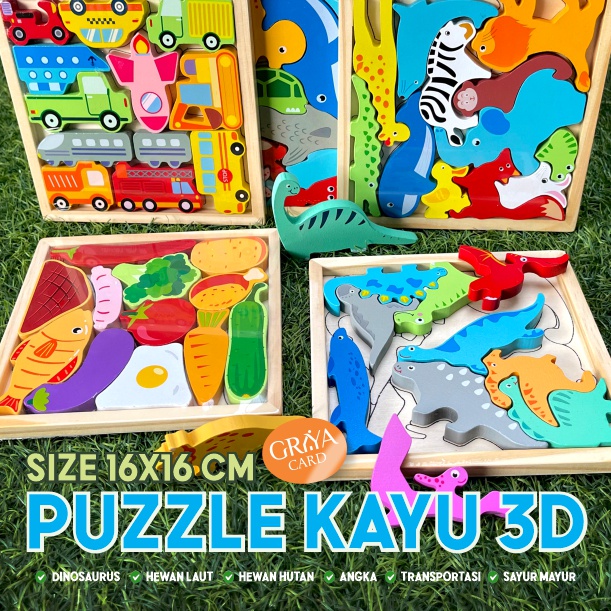 Jual PUZZLE KAYU 3D | WOODEN PUZZLE 3D | PUZZLE TIMBUL ANGKA HEWAN ...