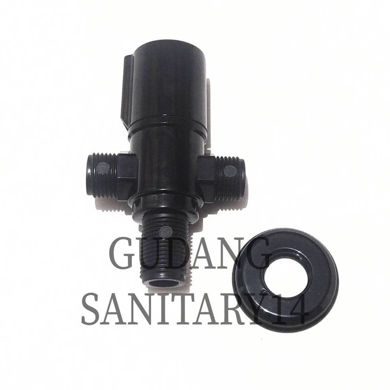 Jual Stop kran cabang T ABS 34B stop kran air plastik black stop kran ...