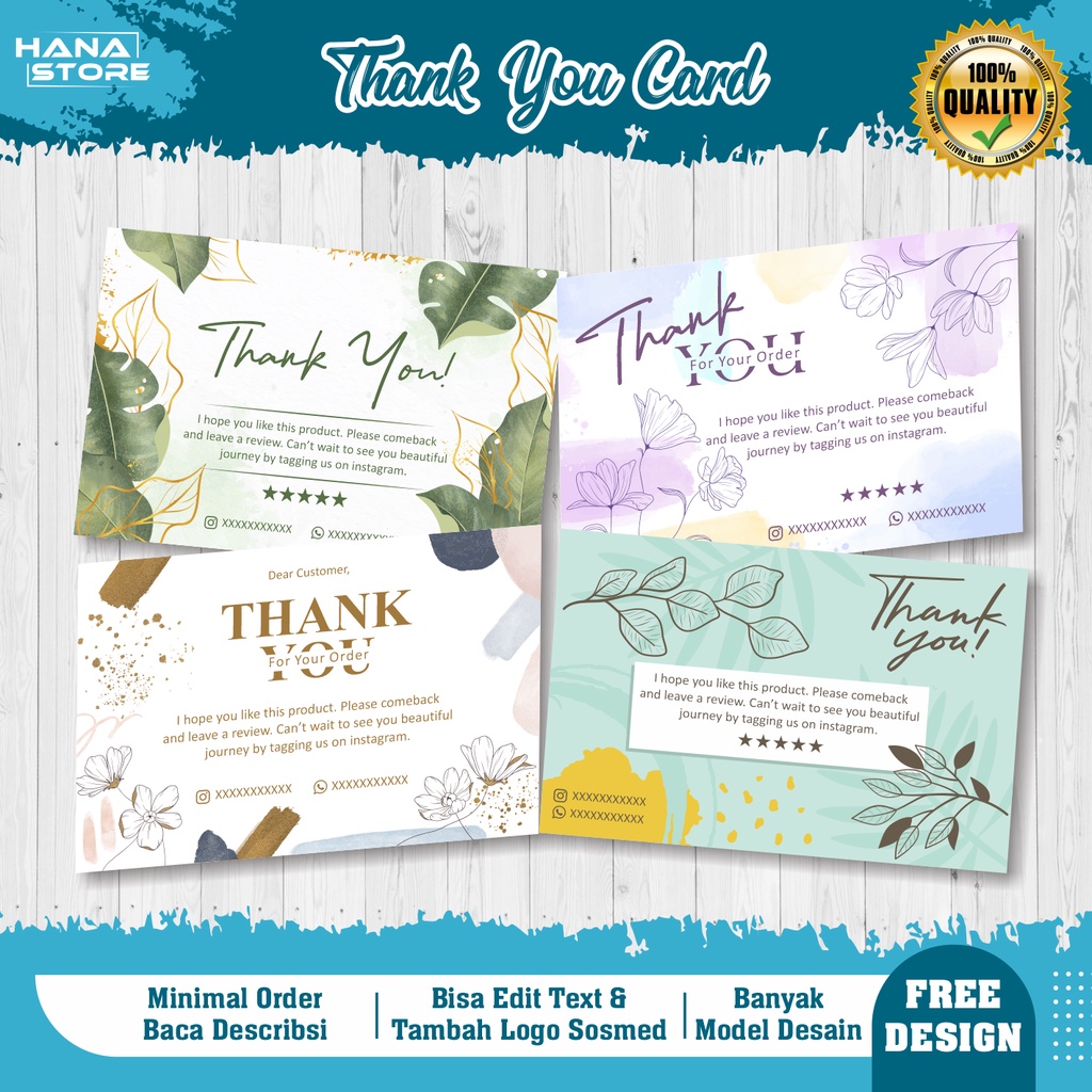Jual Thank You Card Custom - Kartu Terima Kasih - Thankyou Card - Kartu Ucapan - Kartu Hampers ...
