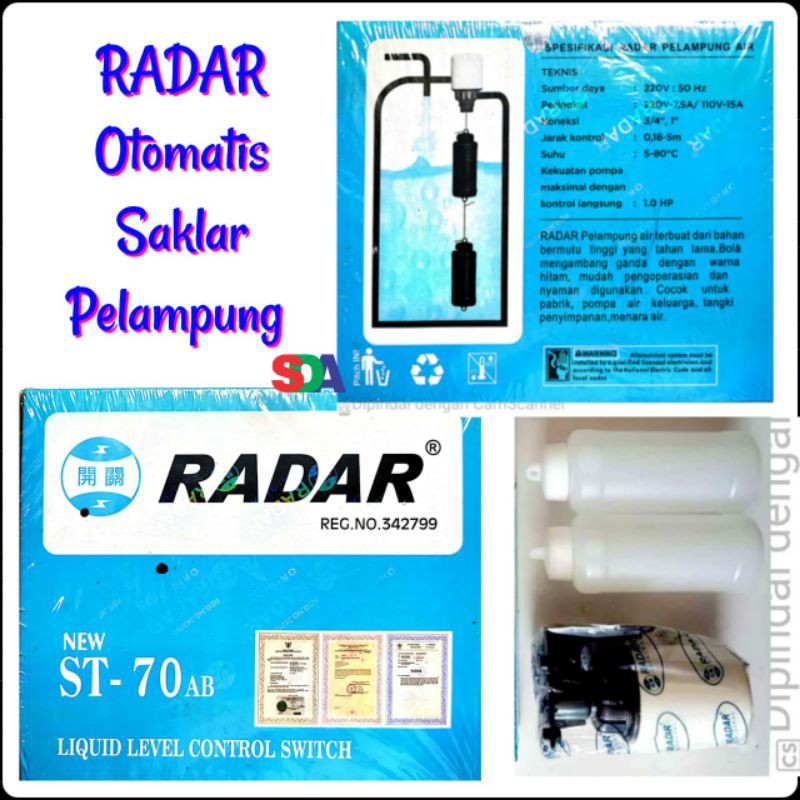Jual RADAR ST-70 Pelampung Otomatis Pompa Air Saklar Pelampung | Shopee ...