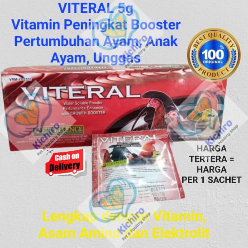 Jual VITERAL 5g Vitamin Booster Pertumbuhan Anak Ayam Import Filipina Unggas Hewan Peliharaan ...