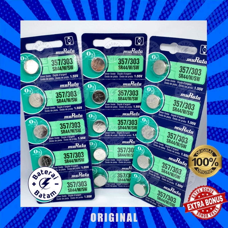 Jual Original Batre Baterai Original Murata SR44 SR 44 357 303 SR44W SR44SW Original | Shopee ...