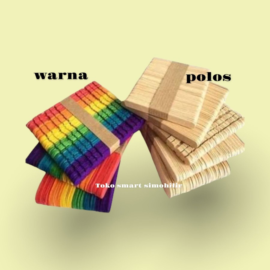Jual 50pcs STICK ES KRIM STICK KAYU POLOS WARNA ICE CREAM UNTUK KREASI ...