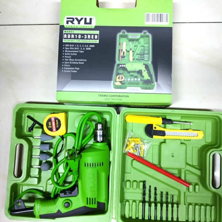Jual Mesin Bor Tangan Set 22pcs RDR 10-3 REB Ryu | Shopee Indonesia