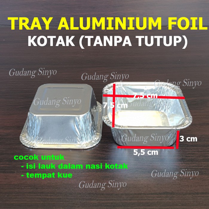 Jual Tray Aluminium Foil / Aluminium Foil Cup Kotak Persegi (Tanpa Tutup) | Shopee Indonesia