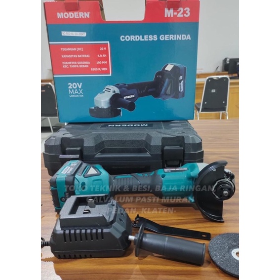 Jual Gerinda CORDLESS MODERN M23 4” Grinda Tangan Baterai Gurinda Angle ...