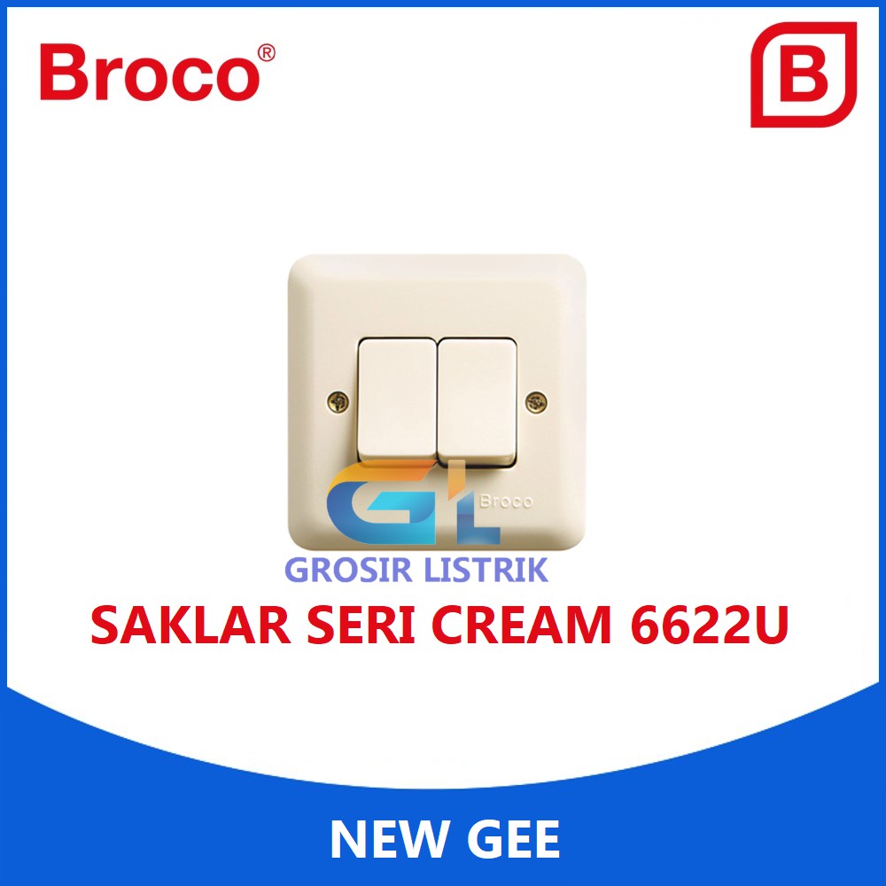 Jual (GROSIR) Broco New Gee Saklar Seri Cream 6622U (Double Switch ...