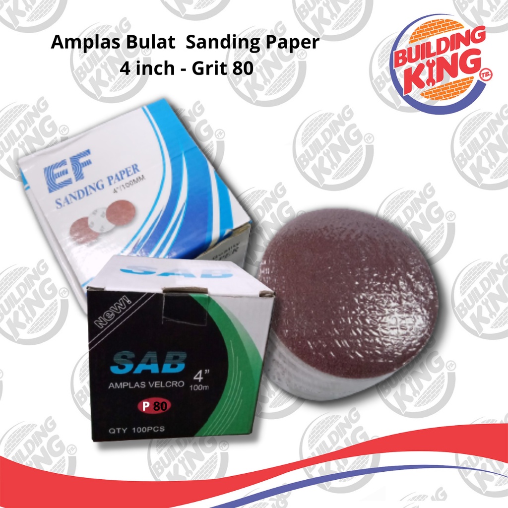 Jual Amplas Bulat 4" Grit #80 Ampelas Tempel Sanding Paper Velcro 4 ...