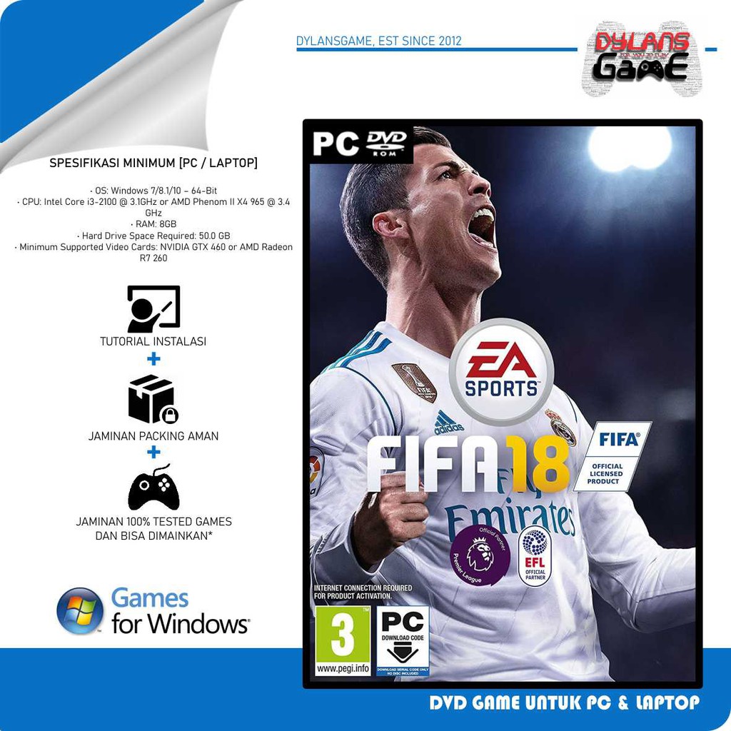 Jual FIFA 18 PC GAME DVD GAME LAPTOP GAME PC | Shopee Indonesia