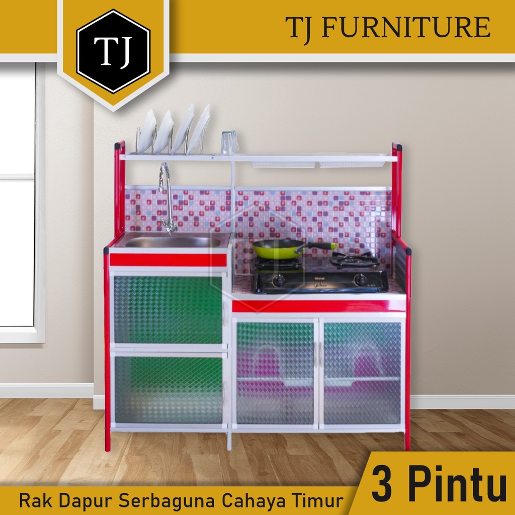 Jual Cahaya Timur Rak Dapur Serbaguna Dengan Rak Piring Kaca Es 3 Pintu ...