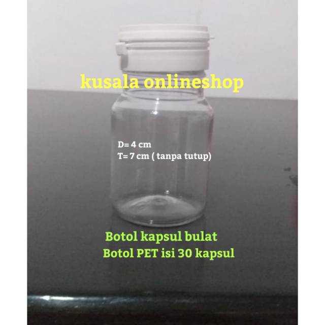 Jual Botol kapsul bulat isi 30/botol kapsul PET bulat/botol jamu ...