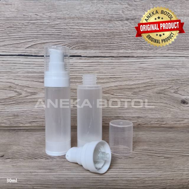 Jual BOTOL SERUM AIRLESS 30 ML BENING PLASTIK TUTUP PUMP PUTIH / BOTOL ...