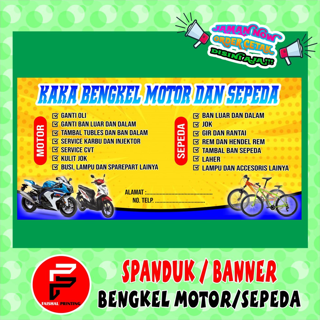 Jual Spanduk / Banner / Backdrop Usaha Bengkel Motor dan Sepeda Ukuran ...