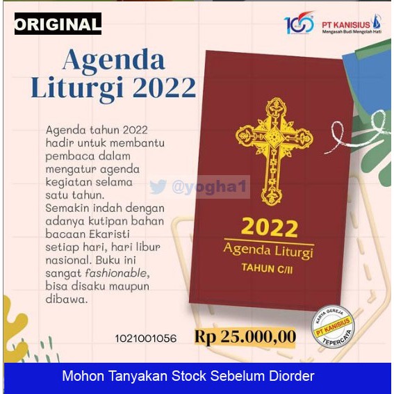 Jual AGENDA LITURGI 2022 TAHUN C/II - Dilengkapi Kutipan Bacaan Ekaristi Setiap hari - Buku ...
