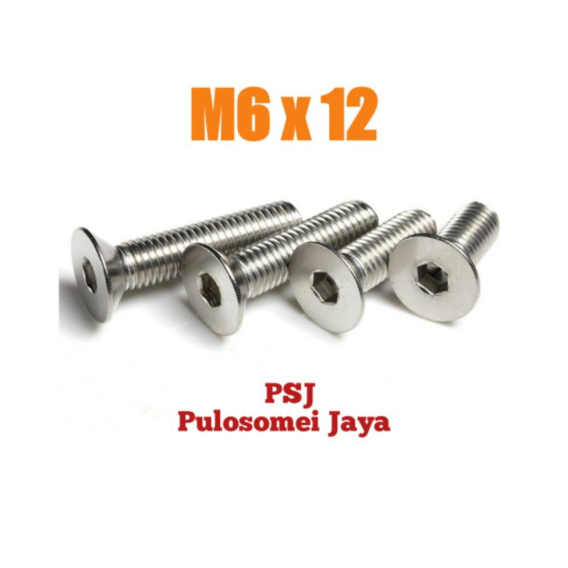 Jual Baut JF L Stainless / Verseng M6 x 12 Stainless 304 | Shopee Indonesia