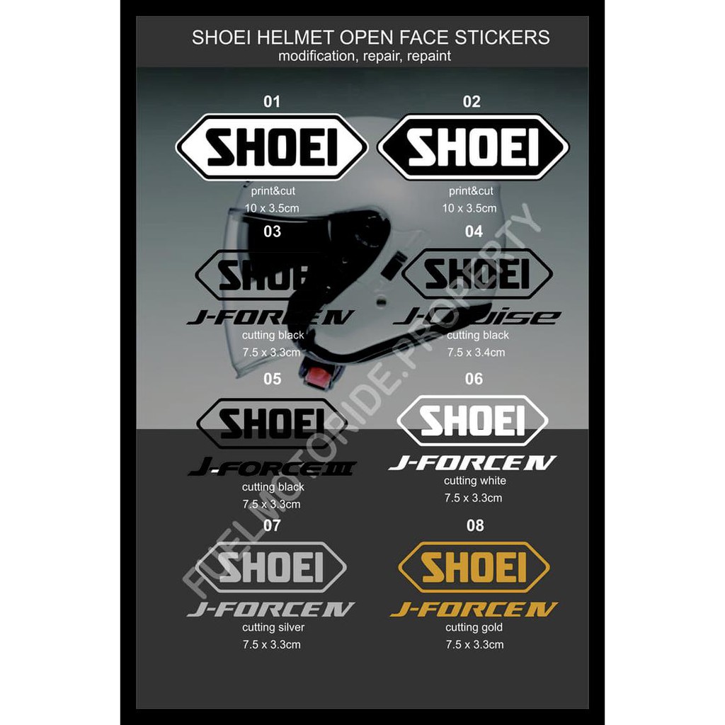 Jual Sticker Logo Helm Shoei Halface J Force J Cruise Kyt Kyoto Ink Agv ...