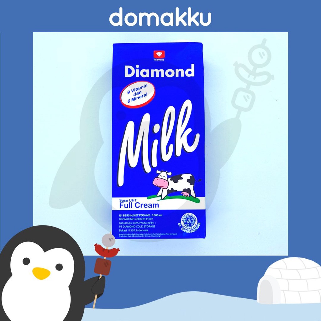 Jual Diamond Susu UHT Full Cream (Plain UHT Milk) 1000ml, 1 liter Halal ...