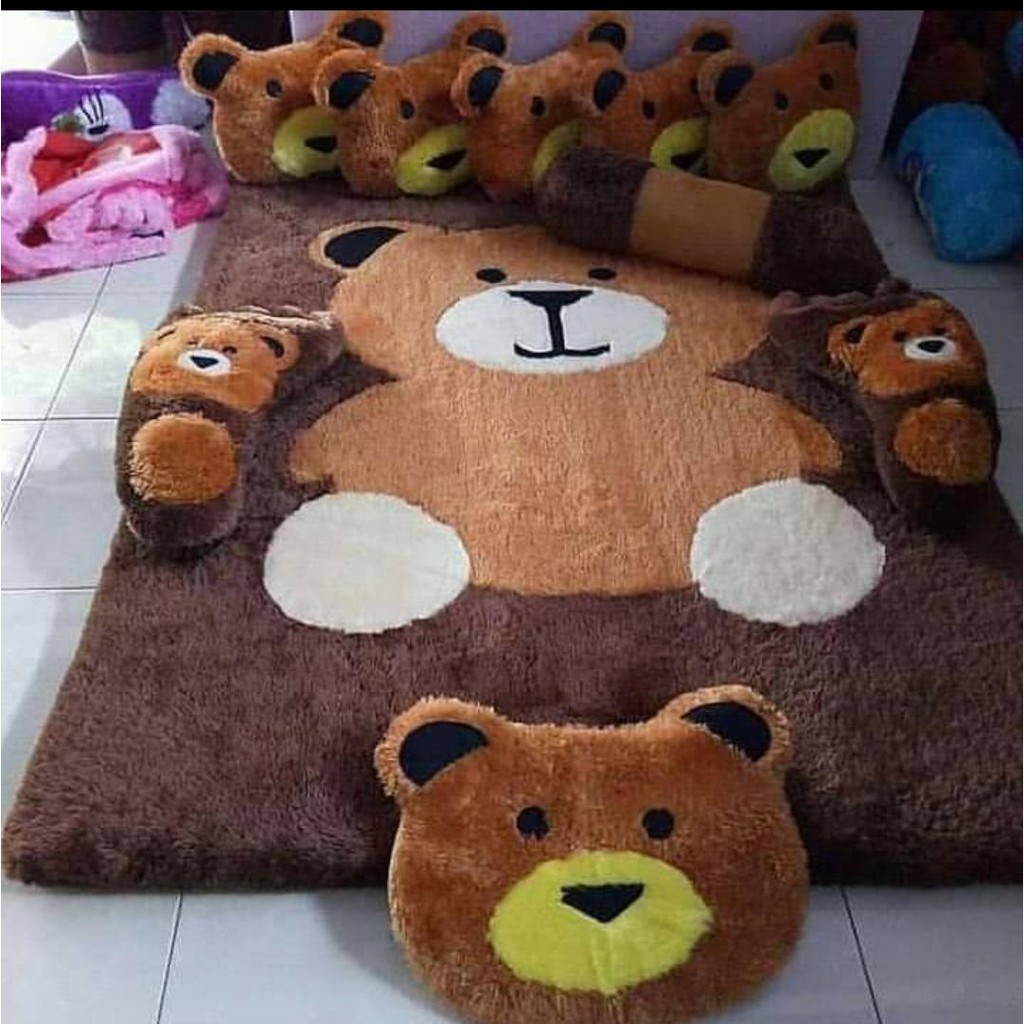 Jual karpet fullset tebal 9cm karakter bear | Shopee Indonesia