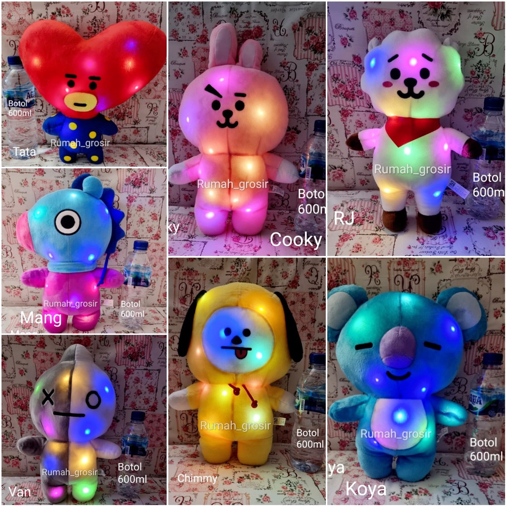 Jual Boneka Chimmy Cooky RJ Van Tata BT21 BTS Lampu LED Unofficial ...
