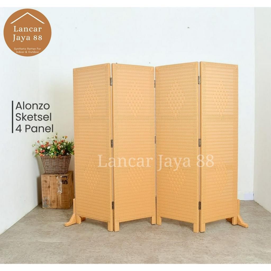 Jual Sketsel Ruangan Rotan Sintetis Honey 4 Panel Tinggi 170 Cm ...