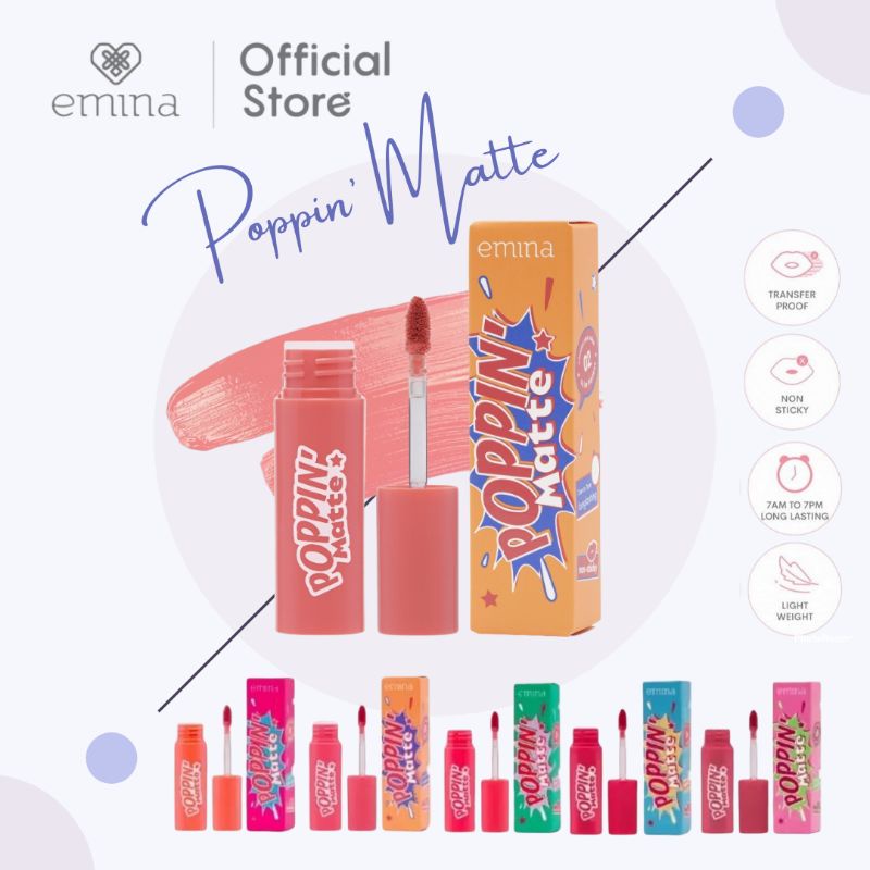 Jual EMINA POPPIN MATTE Lip Cream Lipcream Matte | Shopee Indonesia