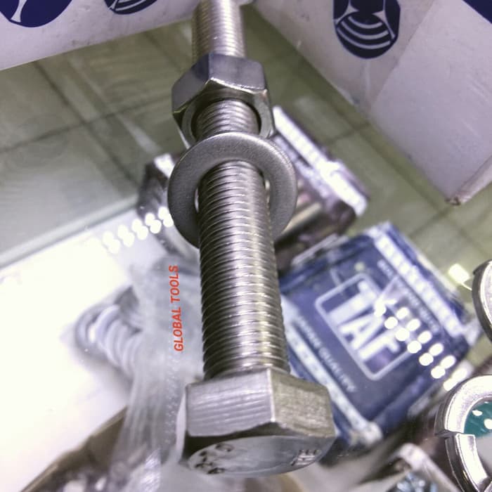 Jual Baut stainless 304 m12 x 100 full drat THE a2-70 kunci 19 metric | Shopee Indonesia