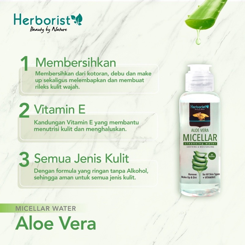 Jual Herborist Micellar Water Aloe Vera 100ML|Herboris Micellar Water ...